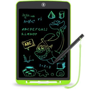 street walk lcd writing tablet for kids,12 inch colorful educational drawing tablet, erasable reusable electronic writing board, toddler doodle board, learning toy gift for boys girls ages 3-8(green)