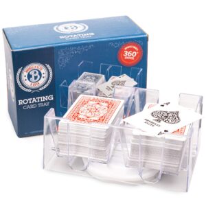 brybelly elite rotating card deck tray | standard sized playing cards | rotates in any direction | clear | 9 deck tray