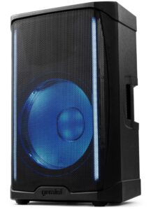 gemini sound gd-l115bt powered led lit 1000w 2-way linkable bluetooth pa speaker with 3 channel mixer