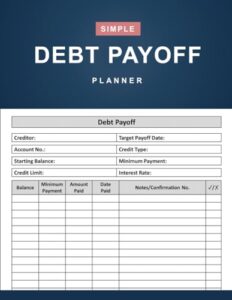 debt payoff planner: simple debt payoff tracker: that helps you control your financial situation and pay off debts - 110 pages (8.5" x 11" inches)