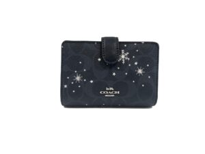 coach women's medium corner zip wallet in signature canvas (sv/midnight multi)