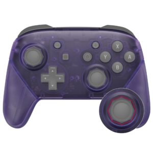 extremerate clear atomic purple octagonal gated sticks faceplate backplate handles, diy replacement grip housing shell cover for nintendo switch pro controller- controller not included