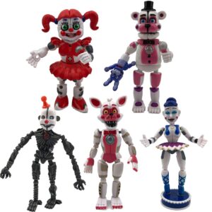 matecam new inspired 5pcs/set fnaf sister location figures figfuntime freddy, circus baby, enard, belora, funtime foxy horror doll lightening action figures toys