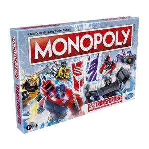 monopoly: transformers edition board game for 2-6 players kids ages 8 and up, includes autobot and decepticon tokens