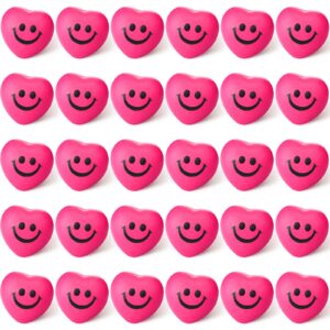 30 pieces heart smile funny face stress balls, mini foam ball, stress relief smile balls for school carnival reward, valentine party bag gift fillers (pink)')