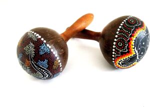 maracas large wooden maracas rattle shaker percussion instrument hand painted pair - jive brand