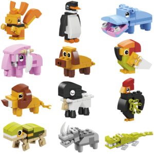 brichbrow animals building blocks for kids, party favors for kids,gifts kids prizes, goodie bag fillers carnival prizes,birthday (12 in 1 animal)