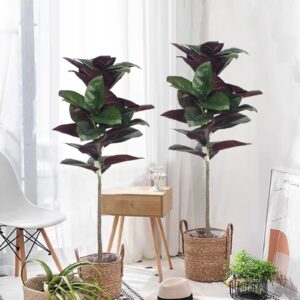 tommino 4ft 2pcs artificial fiddle leaf fig trees in pot natural faux ficus lyrata fake greenery plant for home office decoration indoor outdoor decor living room garden