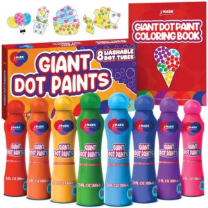 j mark jumbo washable dot markers for toddlers –dabbers (3 oz each) with educational activity book – dot markers washable -easy grip bingo daubers for kids, arts crafts dot markers for kids