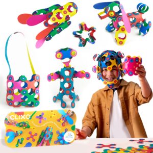 clixo rainbow 42 piece pack - flexible, durable, imagination-boosting magnetic building toy- modern, modular designs for hours of stem play. a multi-sensory magnet toy, travel friendly. ages 4-99