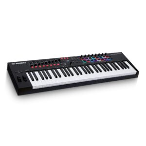 m-audio oxygen pro 61 – 61 key usb midi keyboard controller with beat pads, midi assignable knobs, buttons & faders and software suite included