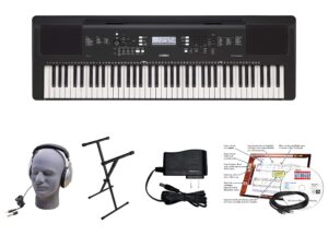 yamaha psr-ew310 eps 76-key educational keyboard pack with power supply, x-style stand, headphones, usb cable, and instructional software, yam psrew310