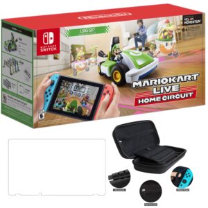 nintendo 2020 newest - mario kart live: home circuit - luigi set edition - holiday family gaming bundle for nintendo switch, nintendo switch lite - green - ipuzzle usb charging cable