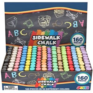 160 pcs sidewalk chalks set non-toxic washable jumbo chalk for outdoor art play, painting on chalkboard, blackboard and playground