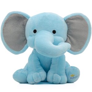 kinrex elephant stuffed animals – stuff animal plush toy for babies girls boys, elephants plushie teddy bear toys for birth stats baby shower infant newborn boy & girl, blue measures 9 inches