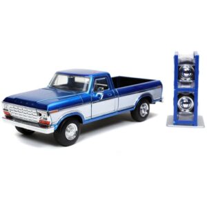 jada toys just trucks 1:24 1970 ford f-150 with rack die-cast car candy blue, toys for kids and adults