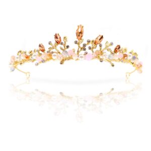 nodg gold tiaras for women bride rhinestones crowns for women gold headbands for women crystal pearl bridal tiaras and crowns for wedding birthday party prom