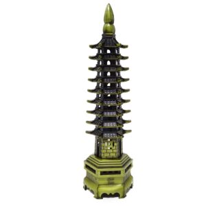 honbay 1pcs metal alloy wenchang tower model statue feng shui decoration buddhism temple decoration garden miniature for office home desktop ornaments (9 level, 7.1")