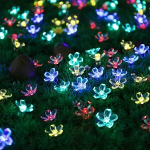 newfly solar flower strings lights, solar christmas fairy lights 22 ft 50 led plastic flowers solar powered christmas light string,solar fairy lights-waterproof home garden christmas decor