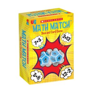 university games, scholastic math match travel dice game, mathematics reinforcement game for kids, for 2 or more players ages 5 and up