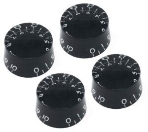 vintage forge black speed knobs compatible with gibson les paul sg electric guitar (set of 4) fits 24 fine-spline usa (imperial) split shaft pots recessed rs24us-blk4