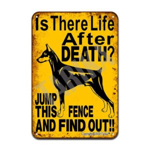 is there life after death jump this fence and find out dog 20x30 cm iron retro look decoration plaque sign for home kitchen bathroom farm garden garage inspirational quotes wall decor