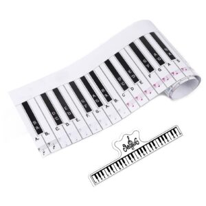 benbo 88 key keyboard piano finger simulation practice guide teaching aid note chart with 1 music book clip, portable waterproof electronic piano exercise cardboard for beginner student