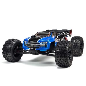 arrma rc truck 1/8 kraton 6s v5 4wd blx speed monster rc truck with spektrum firma rtr (transmitter and receiver included, batteries and charger required), blue, ara8608v5t2