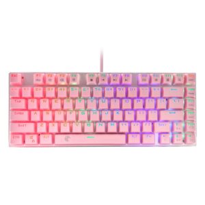 huo ji e-yooso z-88 rgb mechanical gaming keyboard, red switches, 60% compact 81 keys hot swappable for mac, pc, cute pink