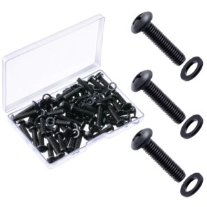 50 sets standard size 10/32 rack screws with washers black rack mount screws rack server screws and clip nuts for routers cabinet installation enclosure, 3/4 inch