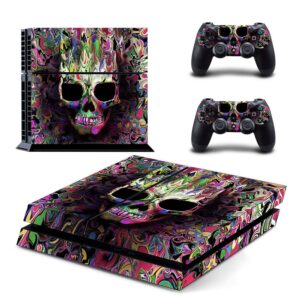 wodoys vinyl stickers skins fit for ps4 console and controllers suit whole body, colorful skull