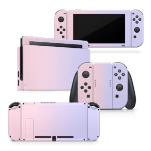 tacky design duo color skin compatible with nintendo switch skin wrap cover, pastel pink and purple skin for nintendo switch stickers, premium vinyl 3m full wrap decal.