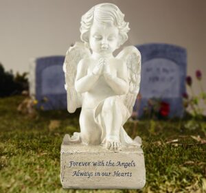 artisan flair praying angel figurines,resin white cherubs statues,home garden memorial angel sculpture-6.5 inch