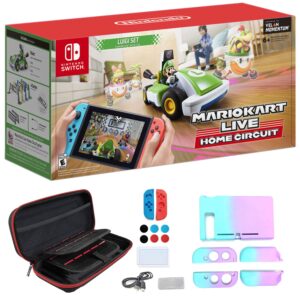 2020 newest nintendo - mario kart live: home circuit - luigi set edition - holiday family gaming bundle for nintendo switch or switch lite - green - ipuzzle 12-in-1 carrying case for nintendo switch