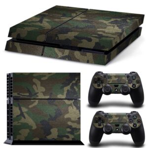 wodoys vinyl stickers skins fit for ps4 console and controllers suit whole body, jungle camouflage