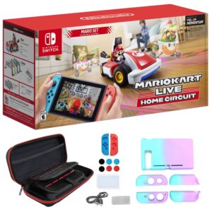 2020 newest nintendo - mario kart live: home circuit - mario set edition - holiday family gaming bundle for nintendo switch or switch lite - red - ipuzzle 12-in-1 carrying case for nintendo switch