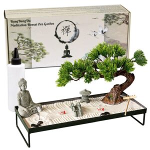 bangbangda japanese meditation-decoration - home office bonsai decor for table desk - buddha rock sand tabletop decor gifts for women man friends