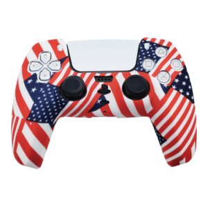 ps5 silicone gel grip controller cover skin protector (usa flag) compatible for sony playstation 5 dualsense wireless controller protector covers