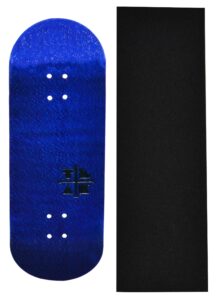 prolific wooden fingerboard deck, blue yeti - 34mm x 97mm - handmade, pro shape & size - five plies wood veneer - includes prolific foam tape - teak tuning