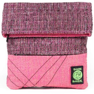 dime bags large multi-purpose bag | cross body hemp purse with adjustable strap & included (large, static pink)