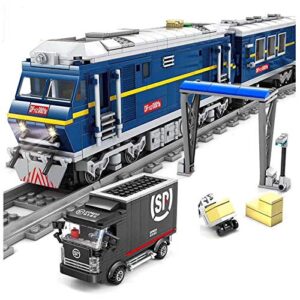 general jim's city series power blue diesel cargo train detailed building blocks toy playset building set with all accessories shown for teens and adults