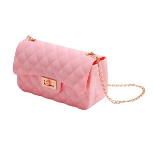 onlvan summer jelly crossbody bag purse，fashion ladies shoulder bag, candy color jelly handbags for women girls (pink)