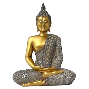 buddha statue for zen decor – buddah statue for home - 13" gold buddha statue large for spiritual décor - buddha decor for living room – buddha statues for home décor - buda