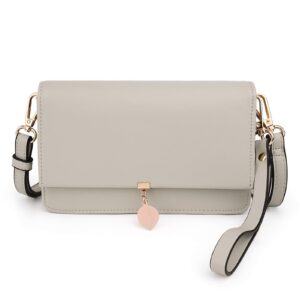 uto crossbody bags for women leather wallet with wristlet card phone checkbook passport organizer ladies clutch purse crossie beige