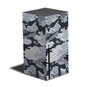 mightyskins carbon fiber skin compatible with xbox series x - gray camouflage | protective, durable textured carbon fiber finish | easy to apply | made in the usa