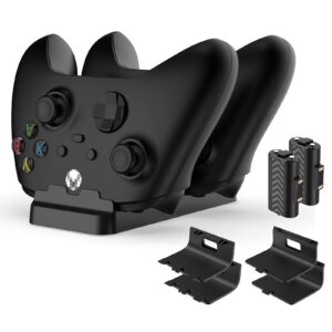 controller charging dock for xbox series x, xbox series s, xbox-one s and xbox-one x with 800mah battery pack and battery cover, meneea dual charger stand station accessories with charging cable