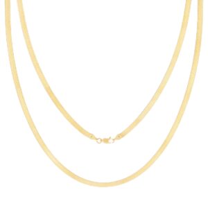 nuragold 14k yellow gold 3mm solid herringbone silky flexible chain womens necklace 14" 16" 18" 20" 22" 24"