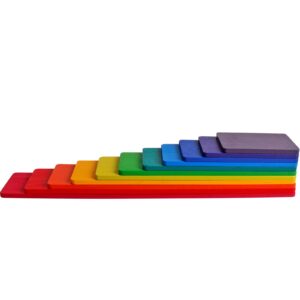 dinhon 11 pcs wooden rainbow board oversized stacking game jigsaw puzzle building blocks children's baby toddler toys 3 years old boys and girls toy gifts