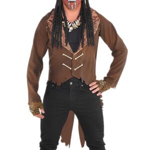 amscan witch doctor jacket man - small/medium - enchanting brown fabric - perfect for halloween & themed parties, 1 pc.