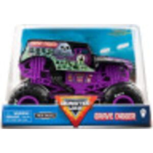 monster jam, official grave digger monster truck, collector die-cast vehicle, 1:24 scale (purple)